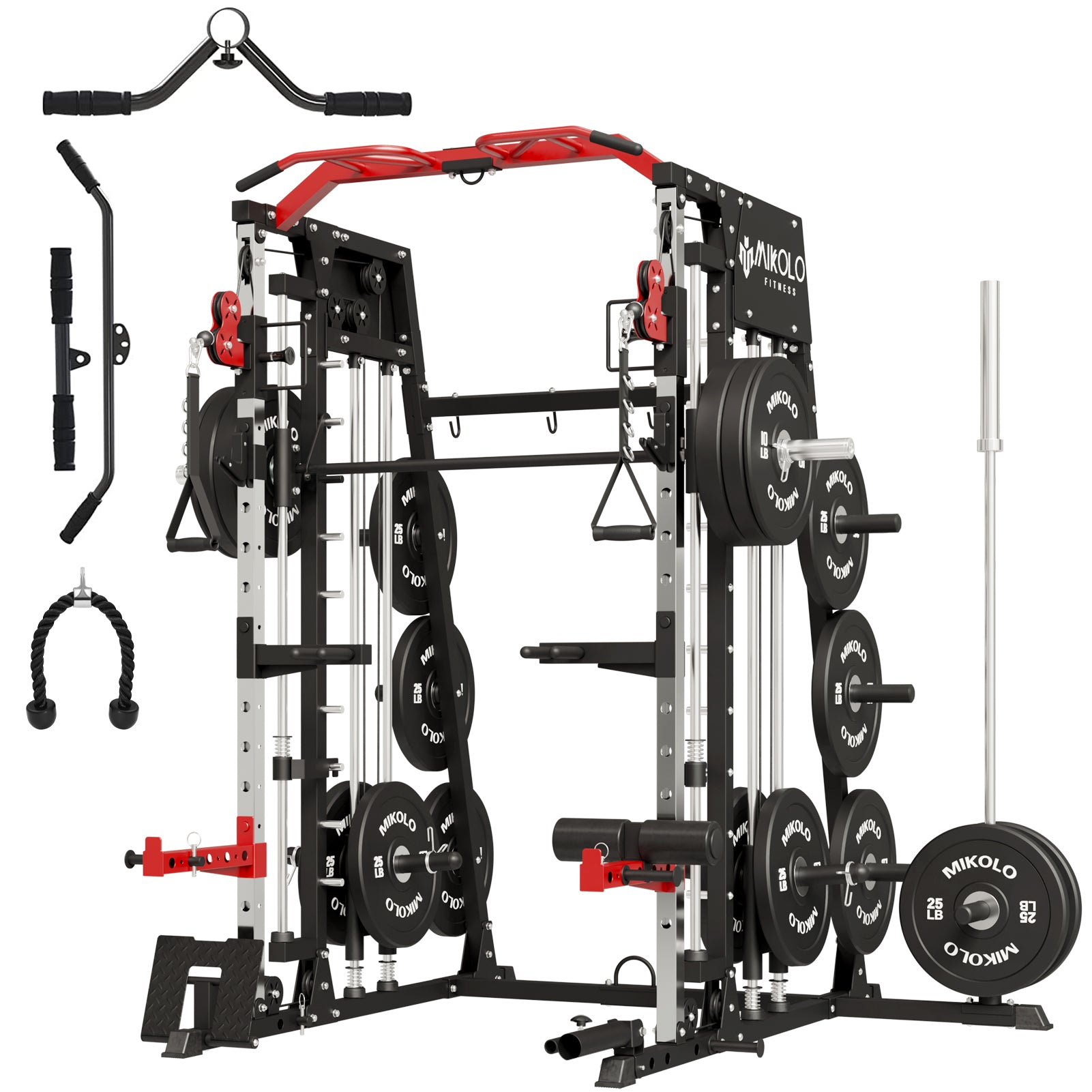 Mikolo Smith Machine Home Gym, 2200 lbs Power Rack Cage with Cable Cro ...