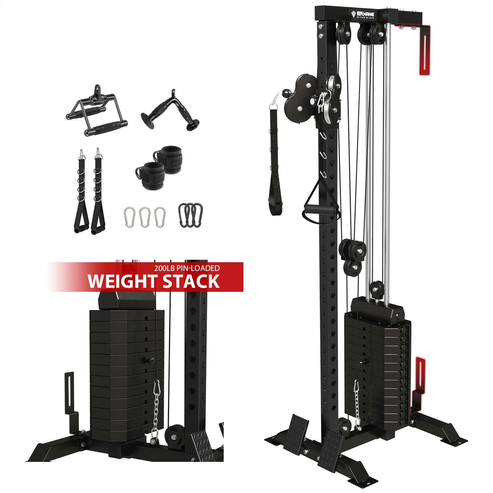 Mikolo Wall Mount Cable Machine Tower with 200LBS Weight Stack,27 Posi ...