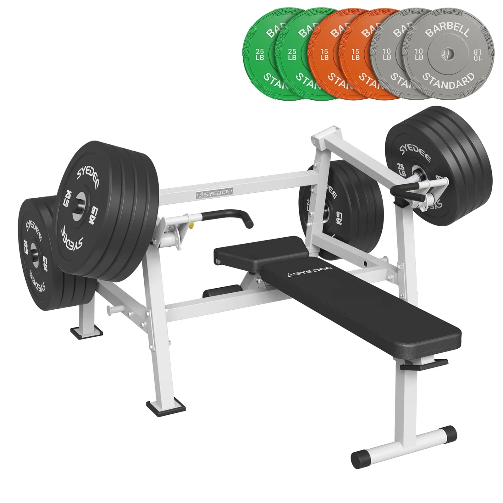 Syedee 1500LBS Bench Press Machine with Band Peg, Adjustable Flat Incl ...